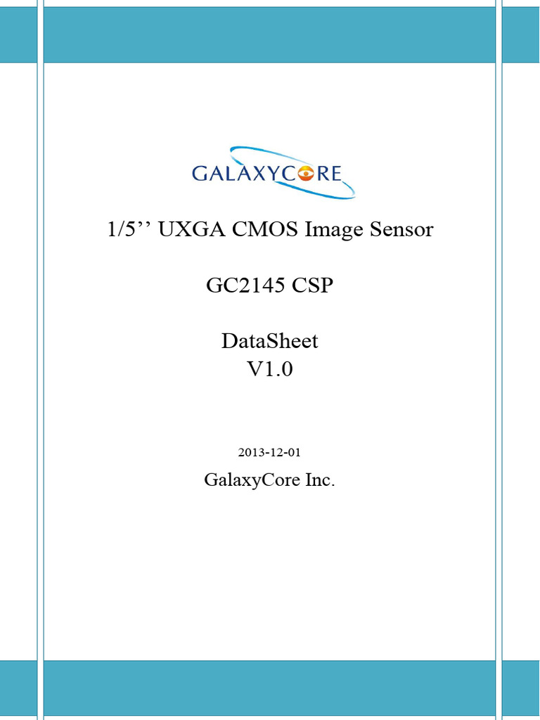 GC2145 CSP DataSheet Release V1.0 - 20131201 | PDF | Camera | Pixel