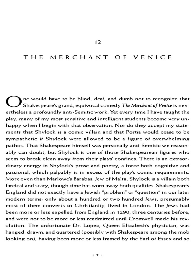 The Merchant of Venice, Harold Bloom | PDF | The Merchant Of Venice ...