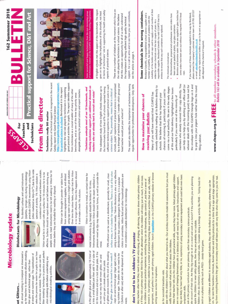 CLEAPSS Bulletin - 162 Summer 2018 | PDF