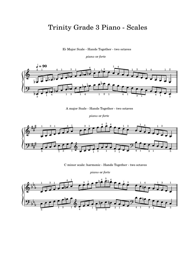 Grade 3 Piano Docs | PDF | Scale (Music) | Piano