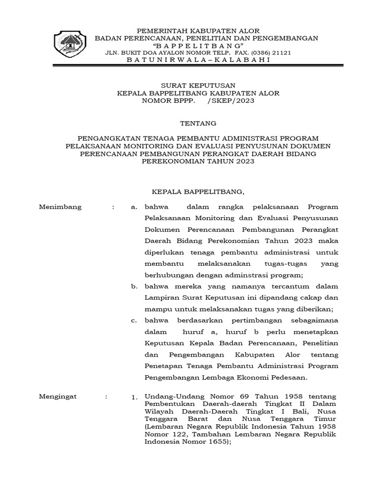 SK Tenaga Pembantu Adm 2023 GM | PDF