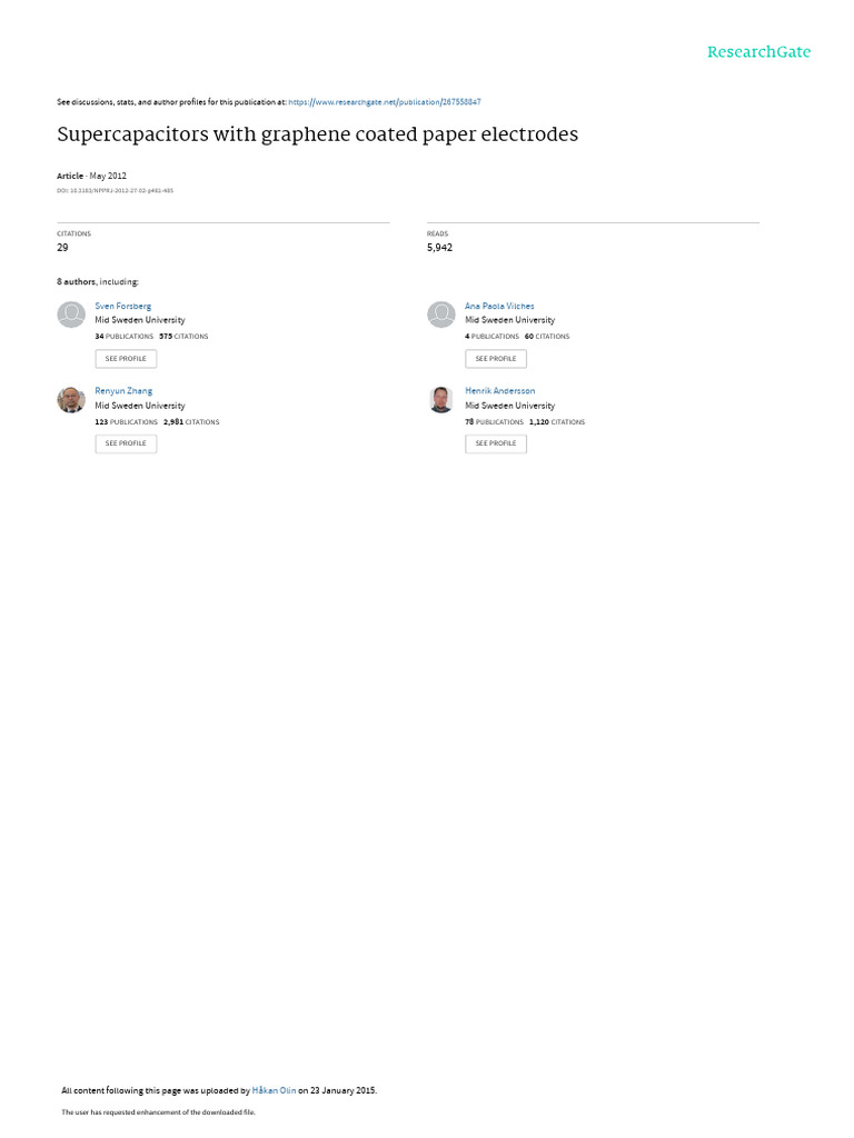 Supercapacitors With Graphene Coated Paper Electro | PDF | Capacitor ...