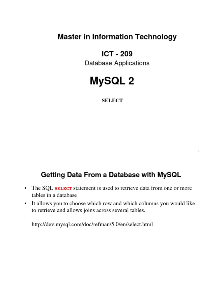 07 SQL2 Select | PDF | Table (Database) | Computer Programming