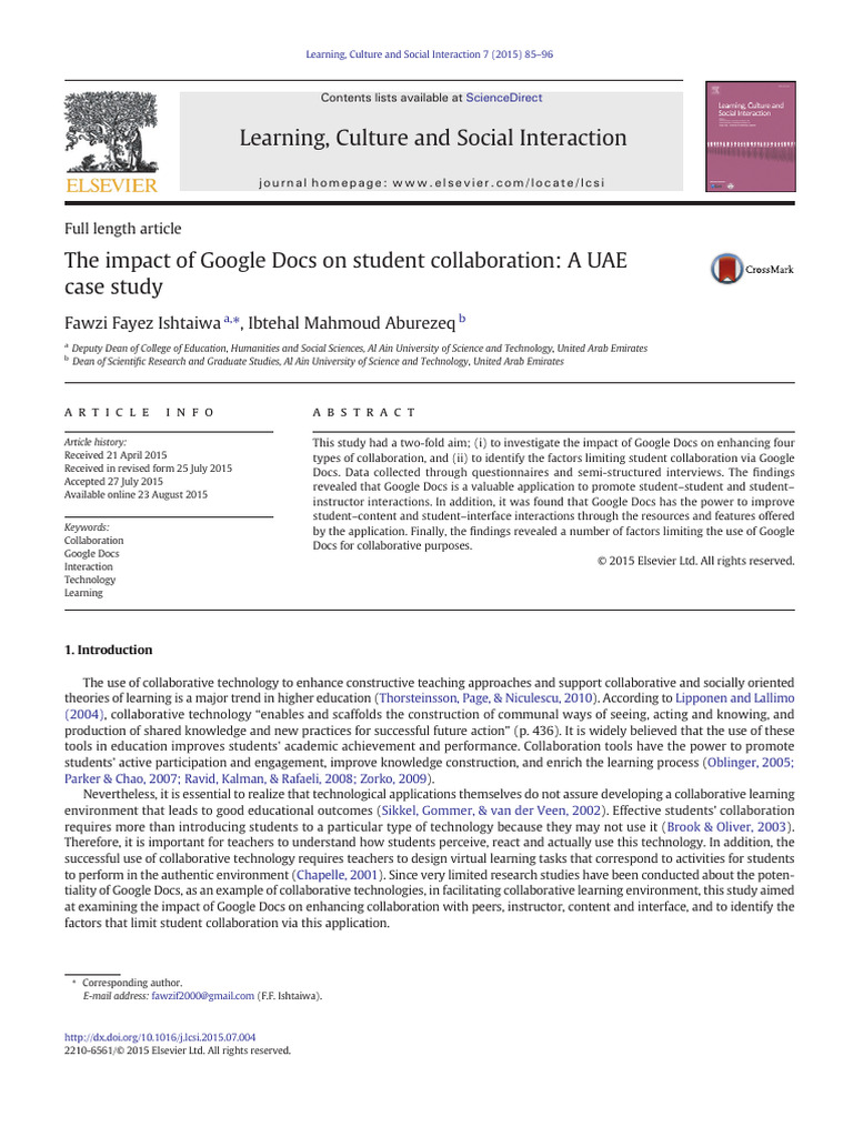 The Impact of Google Docs On Student Collaboration | PDF