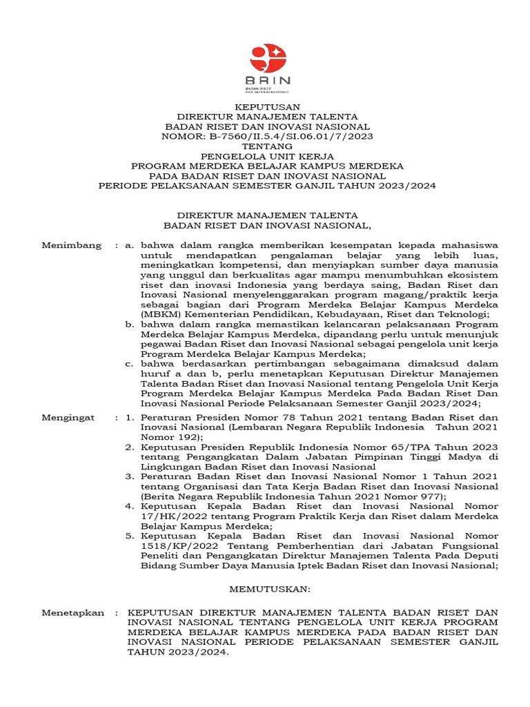 SK Pic MBKM Ganjil 2324 | PDF