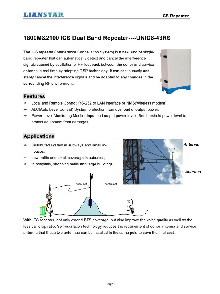1800M&2100 ICS Dual Band Repeater (20W) | PDF