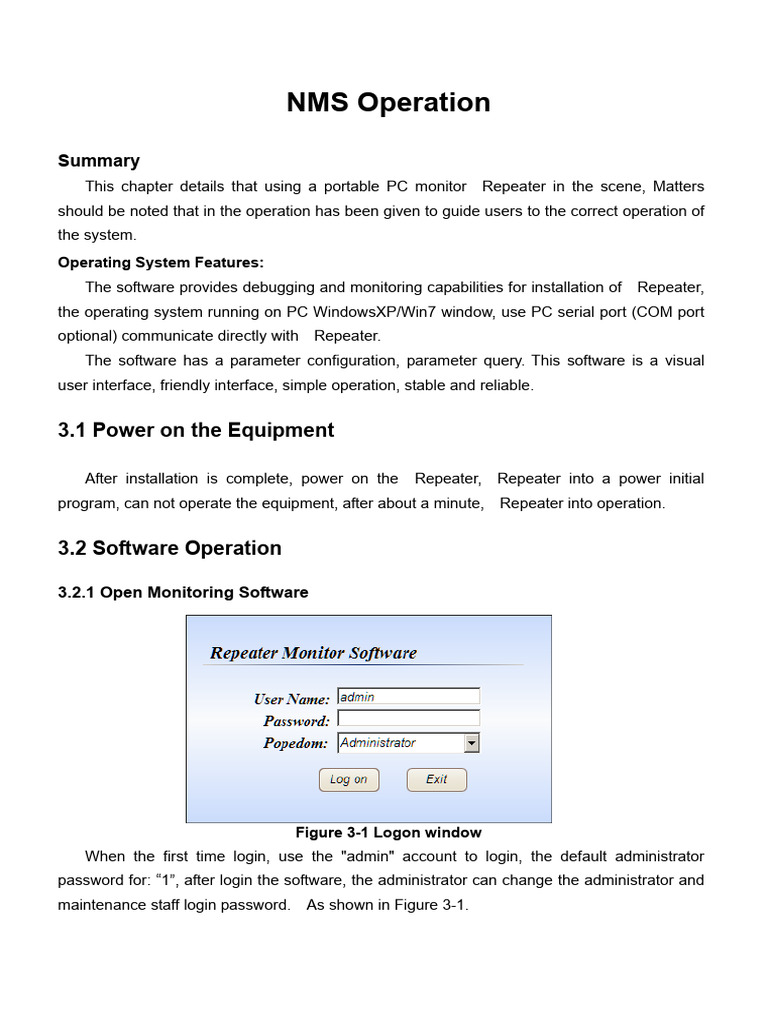 NMS Operation: 3.1 Power On The Equipment | PDF | Ethernet | Login