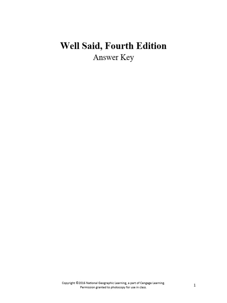 Well Said 4e Answer Key 0 | PDF | Stress (Linguistics) | Word