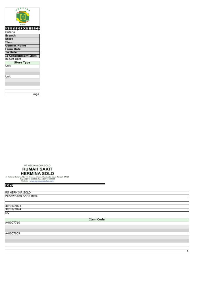 Consumption Report Pdf