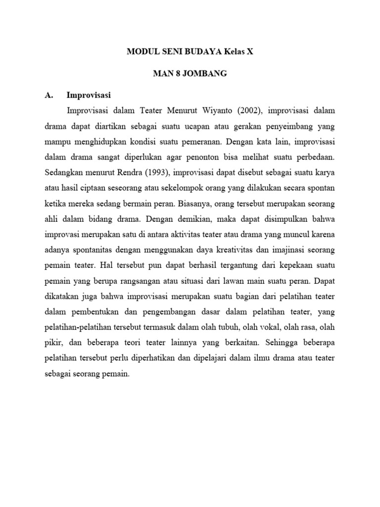Improvisasi dalam Teater dan Fungsinya | PDF | Seni & Disiplin Bahasa ...