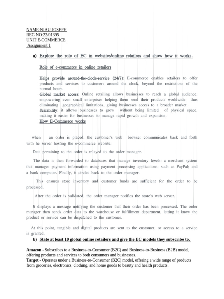 E Commerce Assignment 1 | PDF | E Commerce | Online Shopping