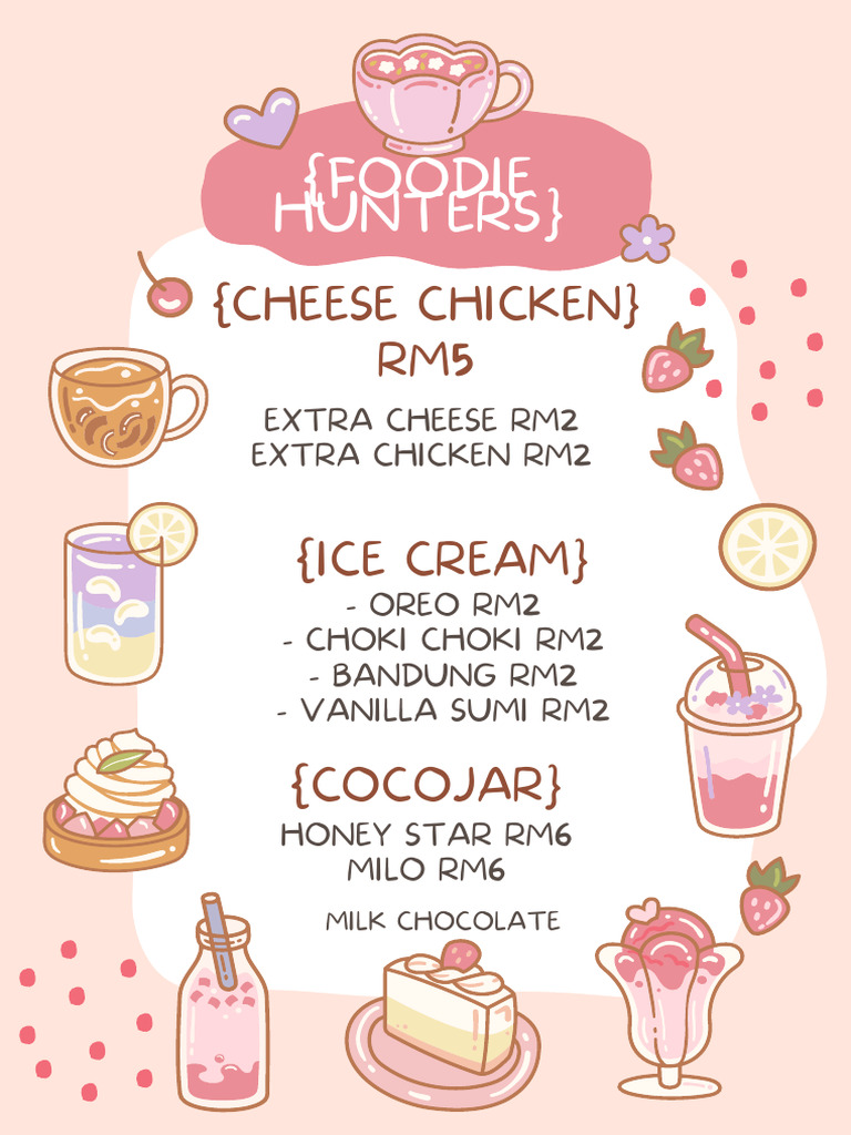 Pastel Cute Playful Illustrated Dessert Cafe Menu | PDF