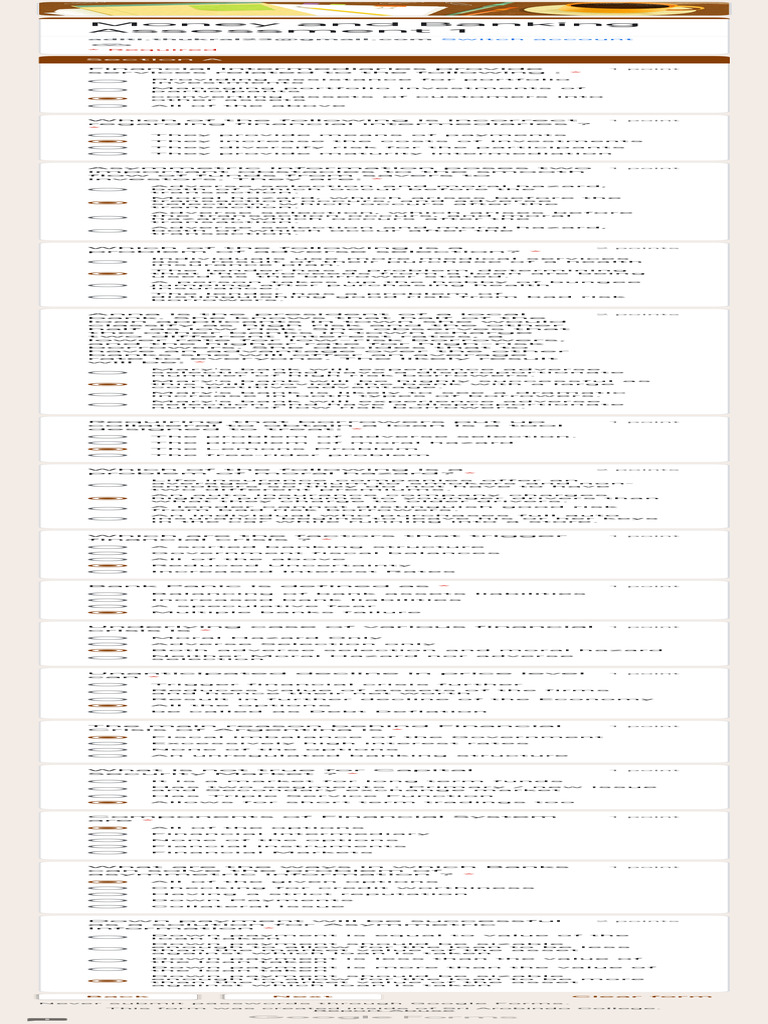 Money and Banking Assessment 1 | PDF | Adverse Selection | Banks