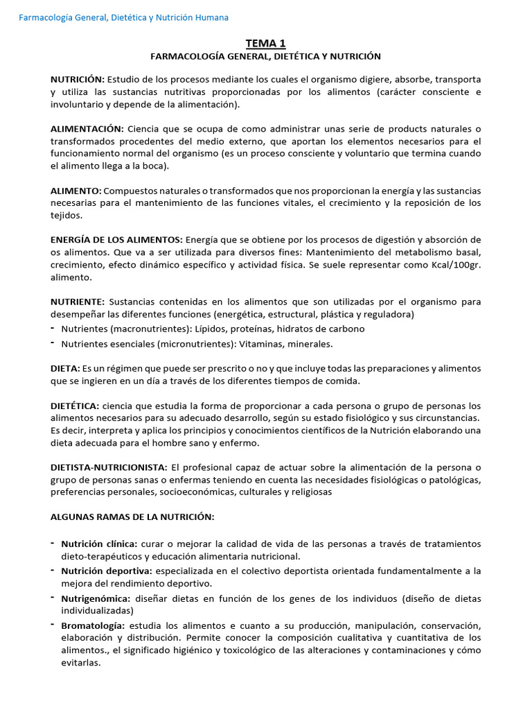 Tema 1 FG | PDF | gordo | Glucosa