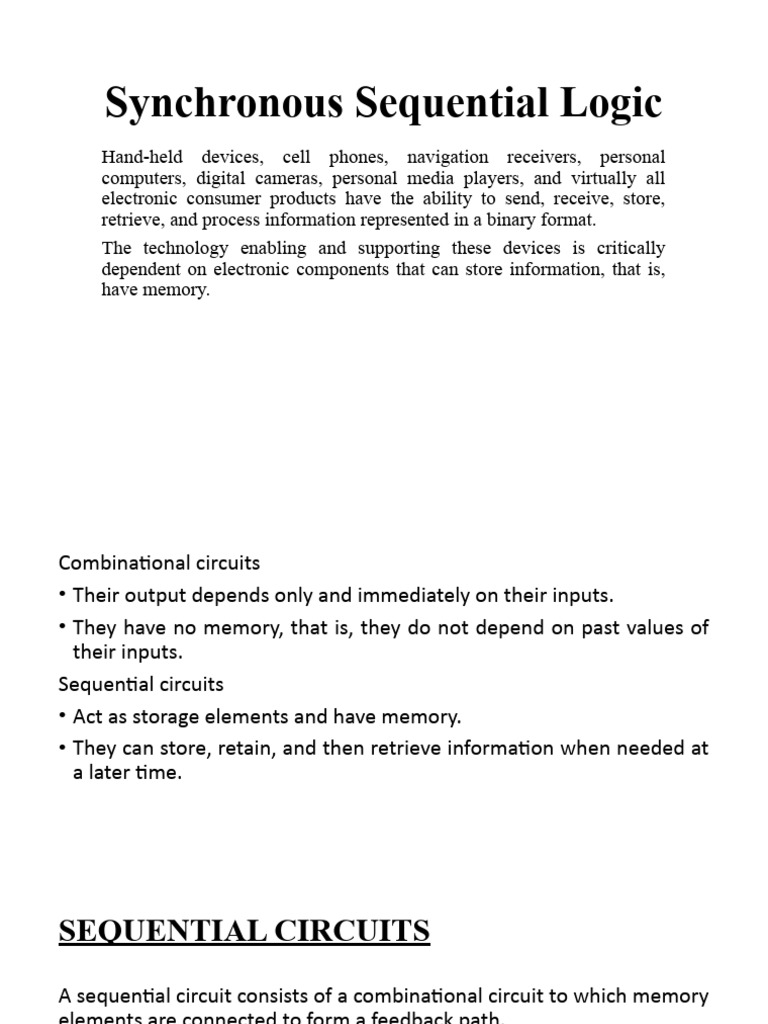 Synchronous Sequential Logic Overview | PDF