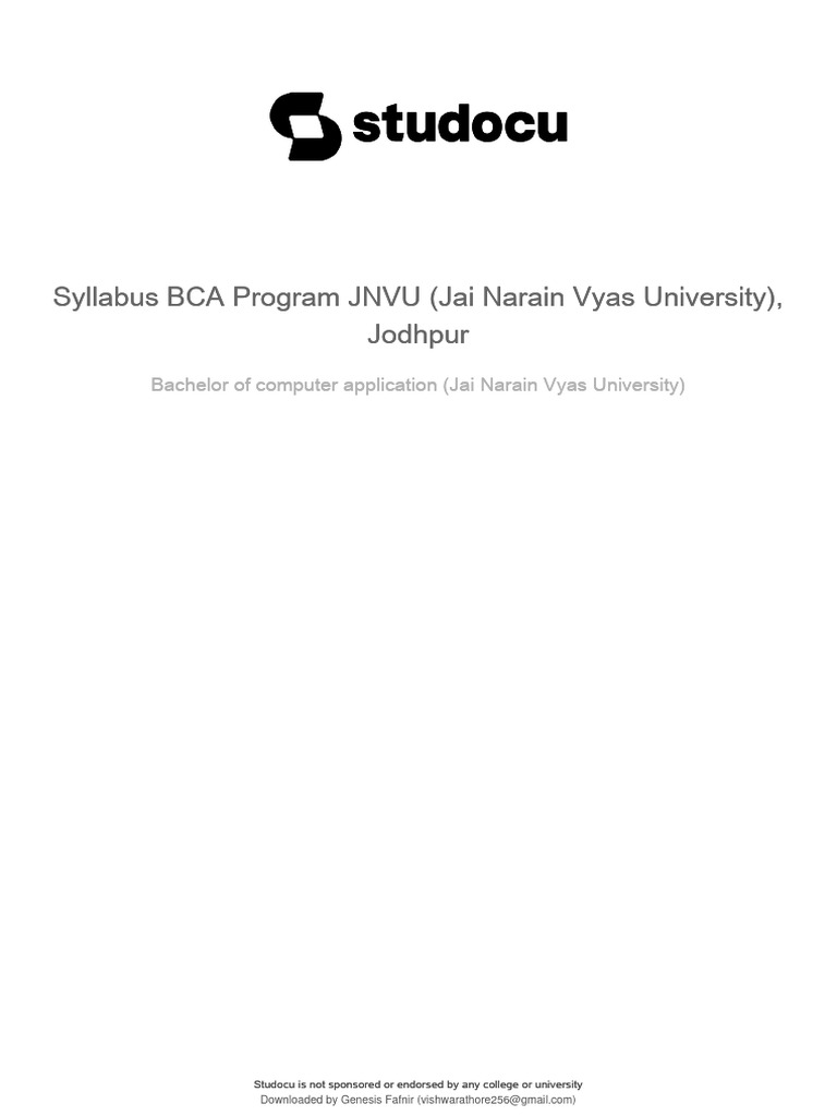 Syllabus Bca Program Jnvu Jai Narain Vyas University Jodhpur | PDF ...