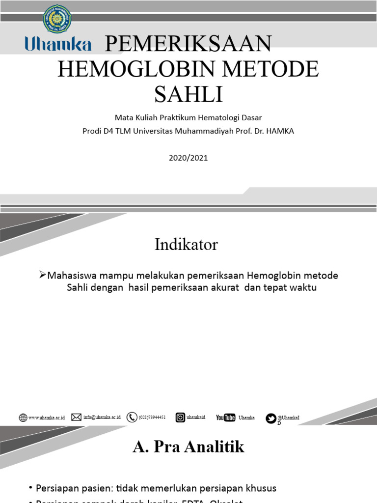 Pemeriksaan Hemoglobin Metode Sahli | PDF