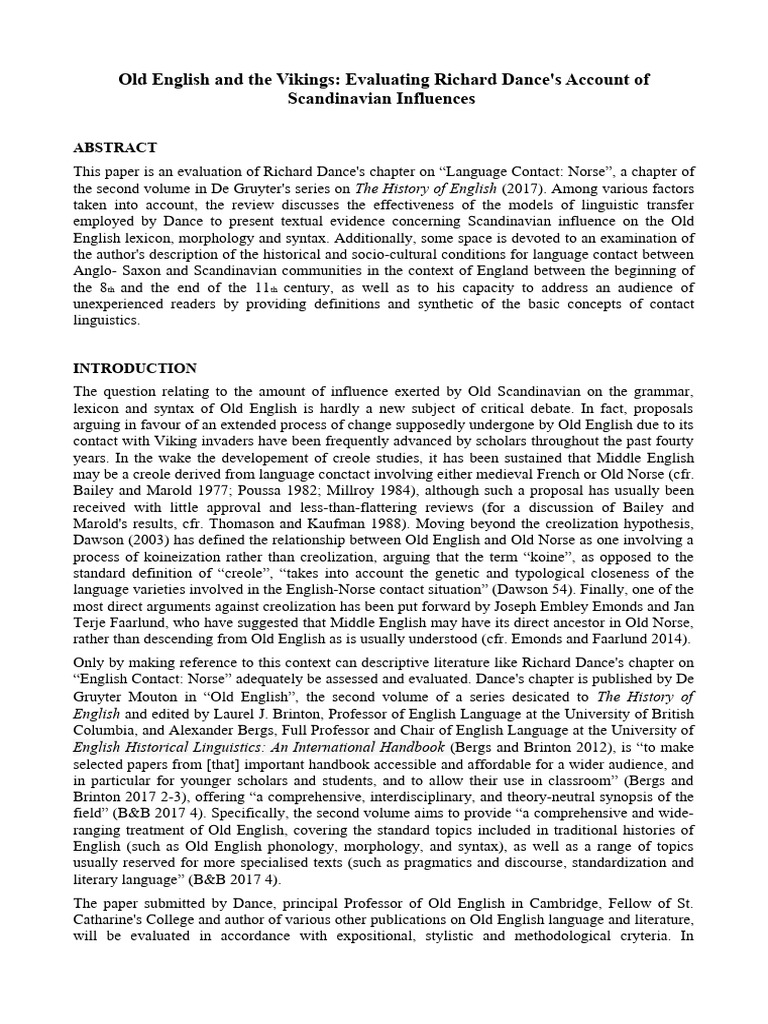 Old English and The Vikings - Evaluating Richard Dance's Account of ...