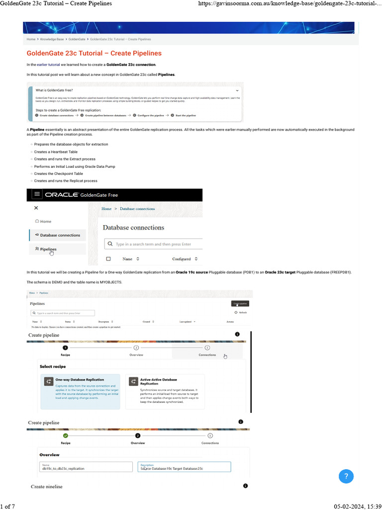 GoldenGate 23c Tutorial - Create Pipelines | PDF