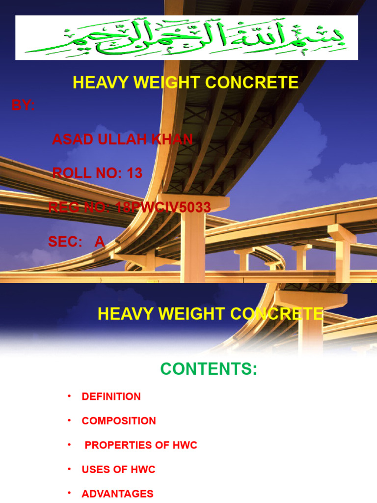 Heavy Weight Concrete My Presentation Asad | PDF | Concrete | Density