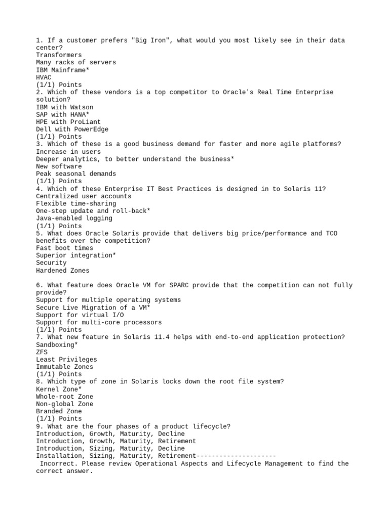 Oracle Solaris 2021 Solution Engineer Specialist Assessment Pdf
