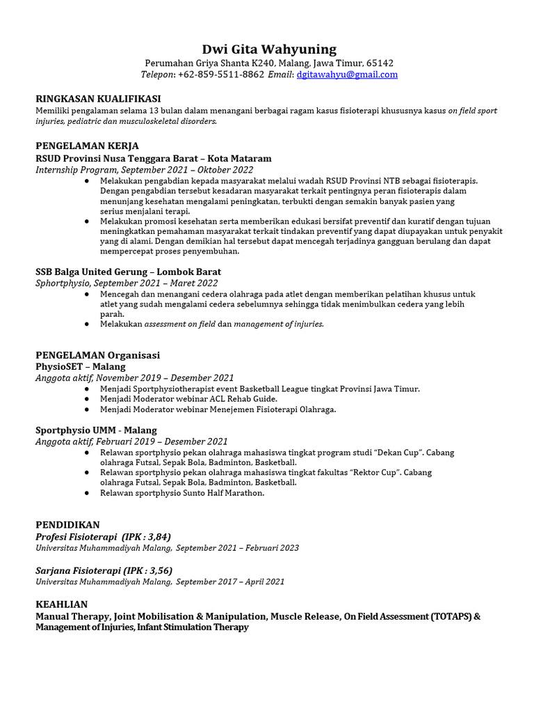 CV Baru Gita | PDF | Pengembangan Diri