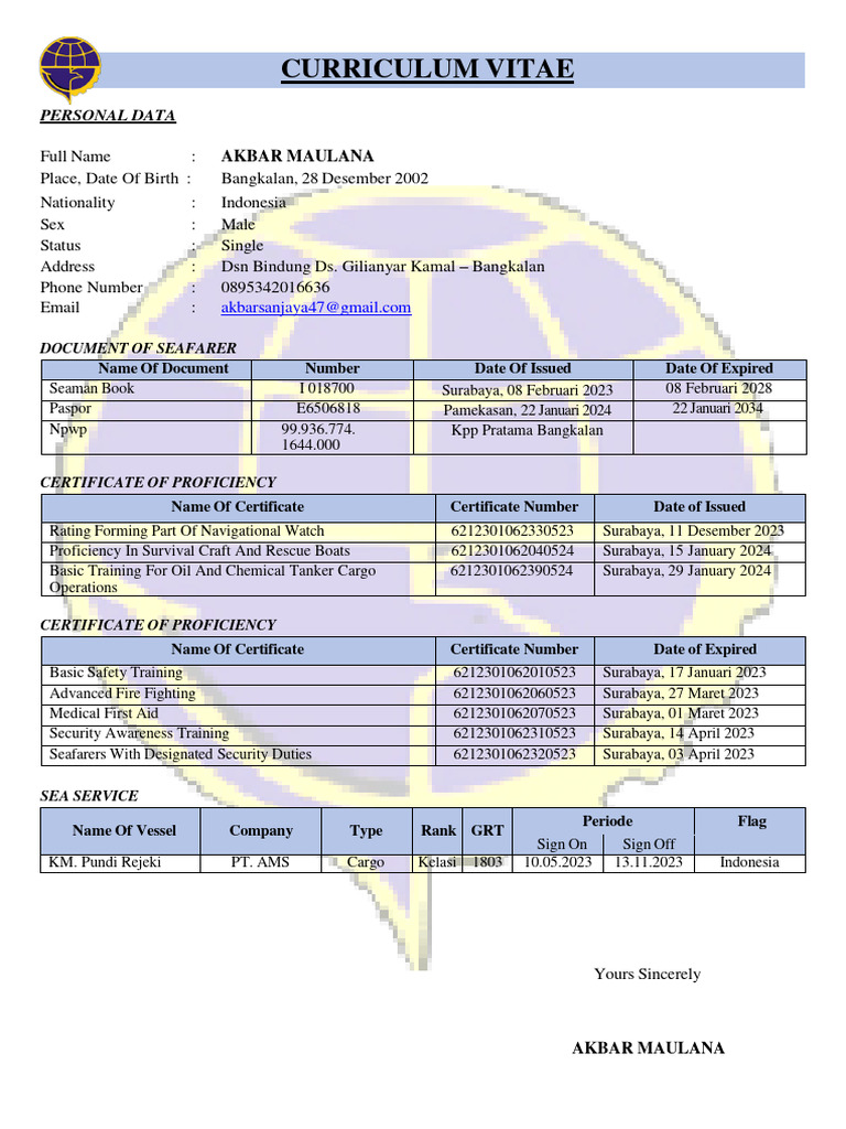 CV Akbar Maulana | PDF