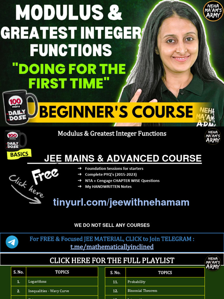 Modulus & Greatest Integer Functions | Download Free PDF | Complex ...