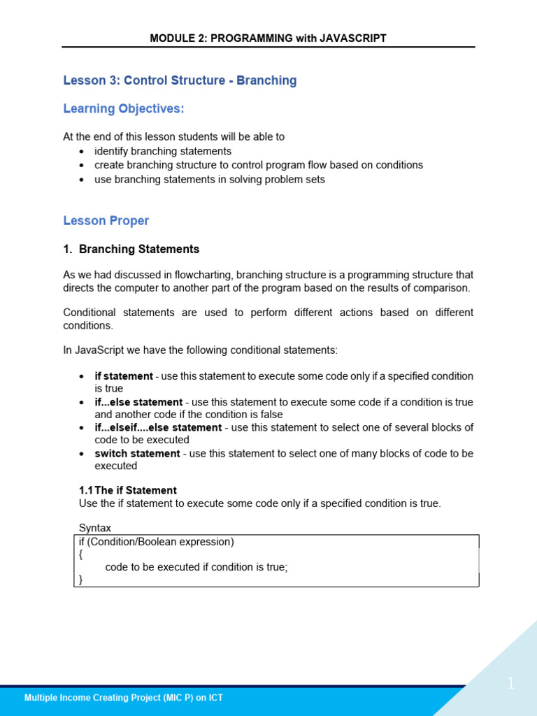 JavaScript Control Structures Explained | PDF | Computer Programming | Software Engineering