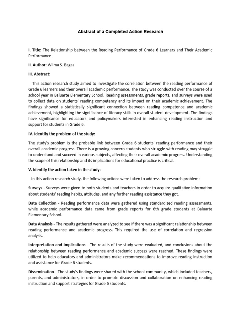 Abstract of A Completed Action Research KM) | PDF | Data | Human ...