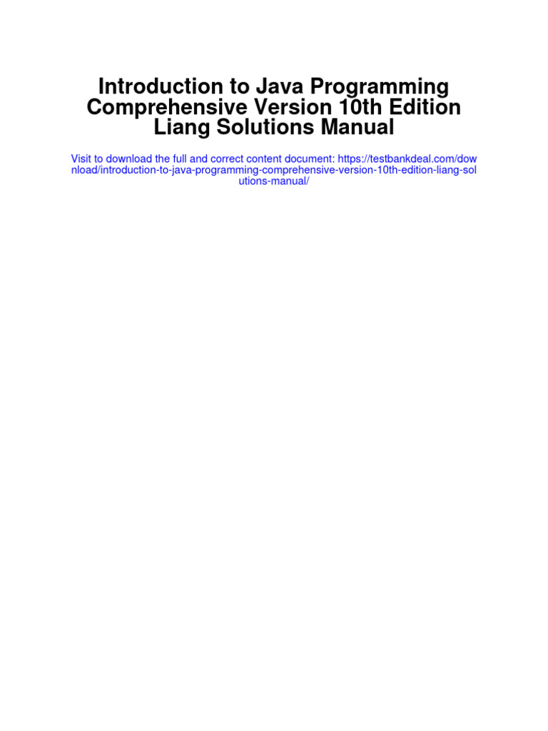 Introduction To Java Programming Comprehensive Version 10Th Edition ...