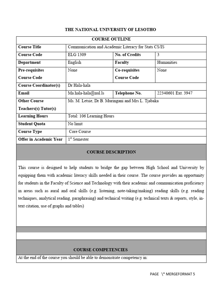 Elg 1313 Course Outline 2022-2023 | PDF | Critical Thinking | Thought