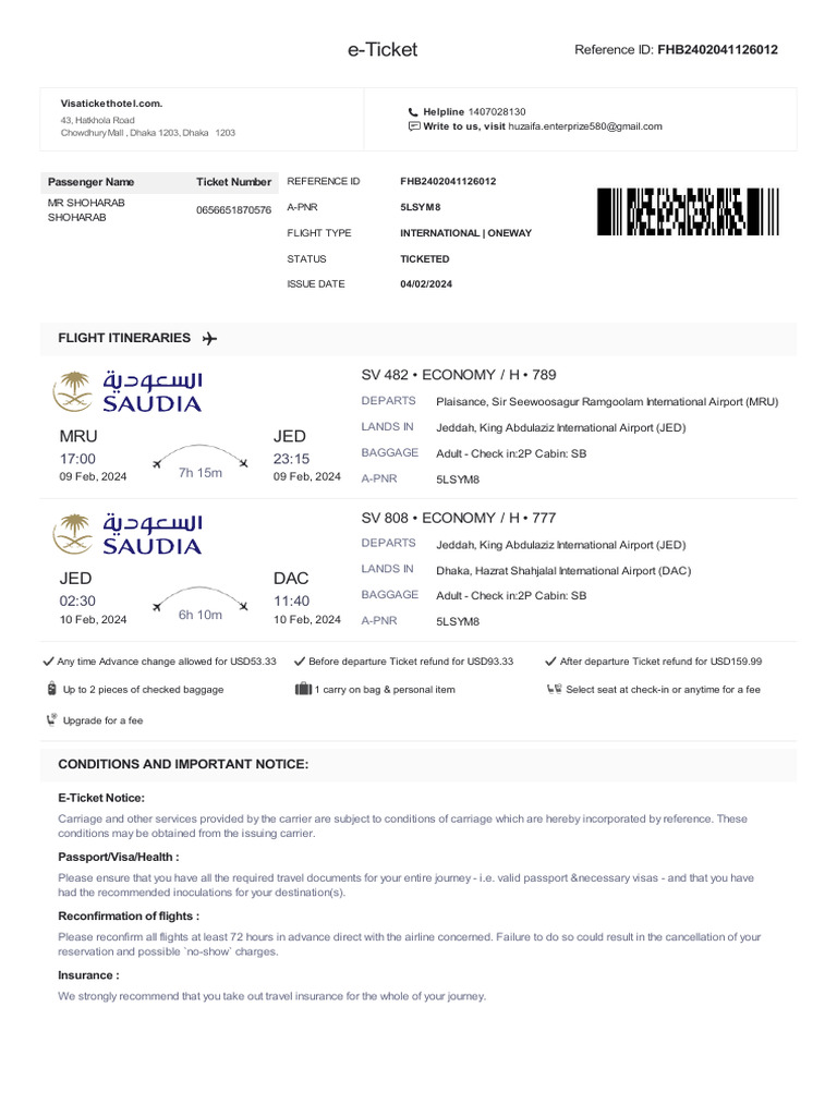 Saudi Ariliness Ticket | PDF | Transport | Aviation