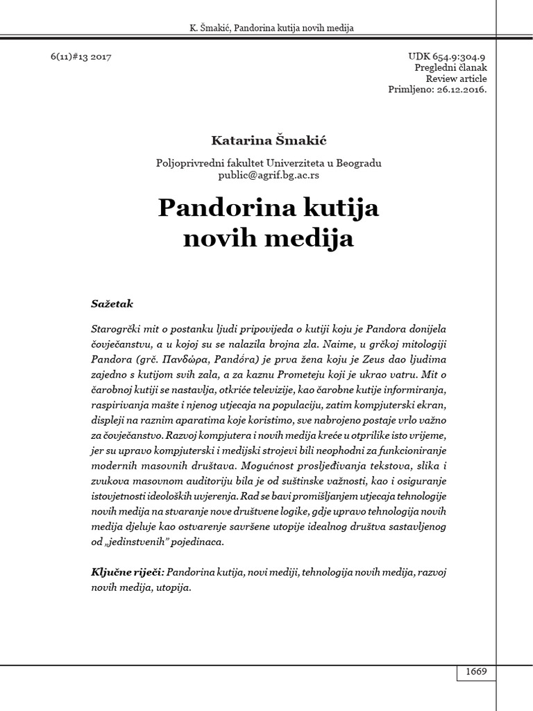K. Smakic, Pandorina Kutija Novih Medija | PDF