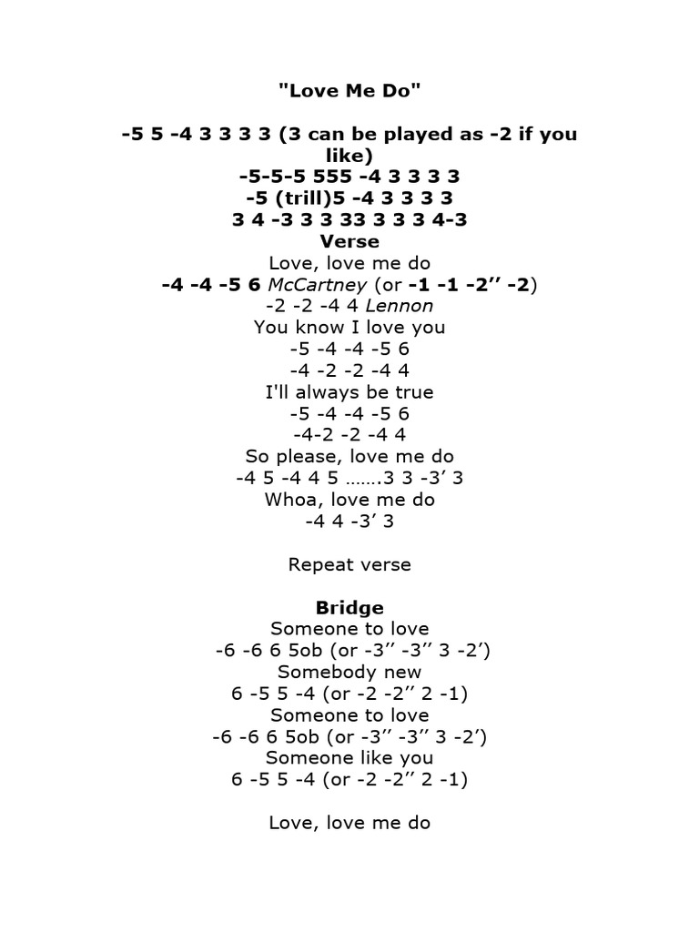 Love Me Do Lyrics and Tab | PDF