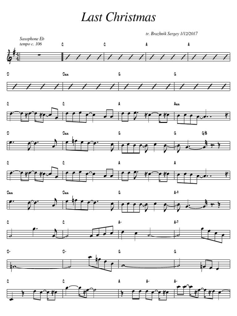 Last Christmas Alto Sax | PDF