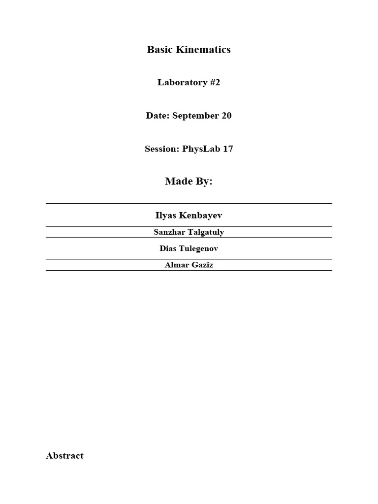 Basic Kinematics (LAB-2) | PDF | Force | Gravity