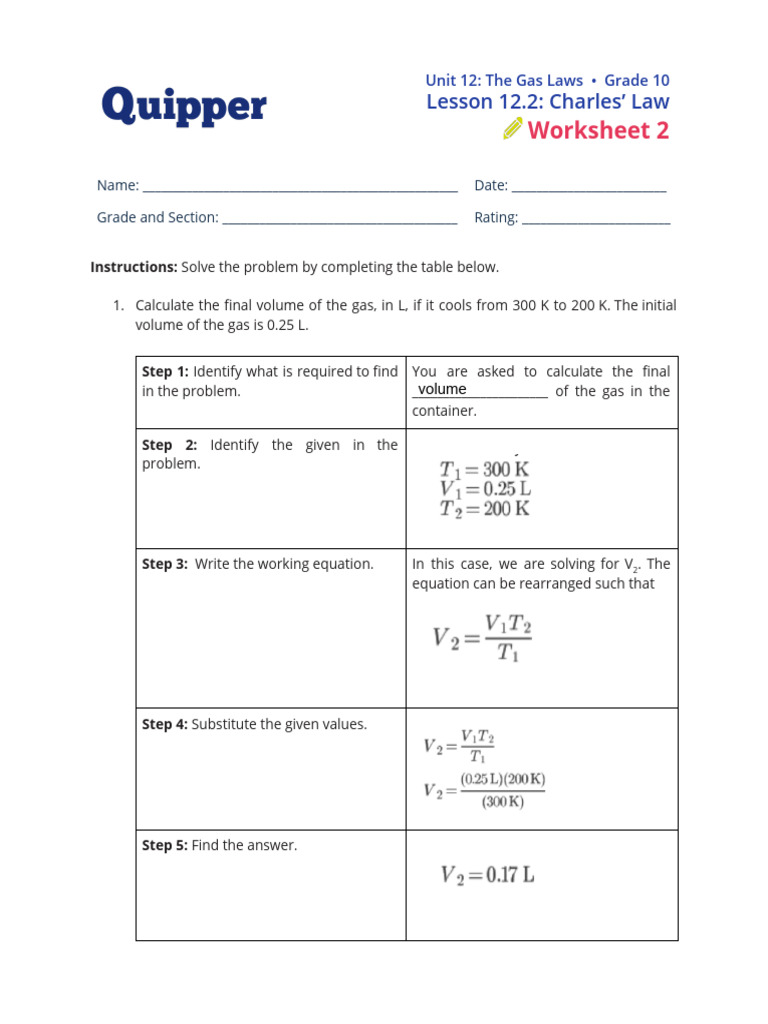 Science 10 12.2 Worksheet 2 | PDF | Applied And Interdisciplinary ...