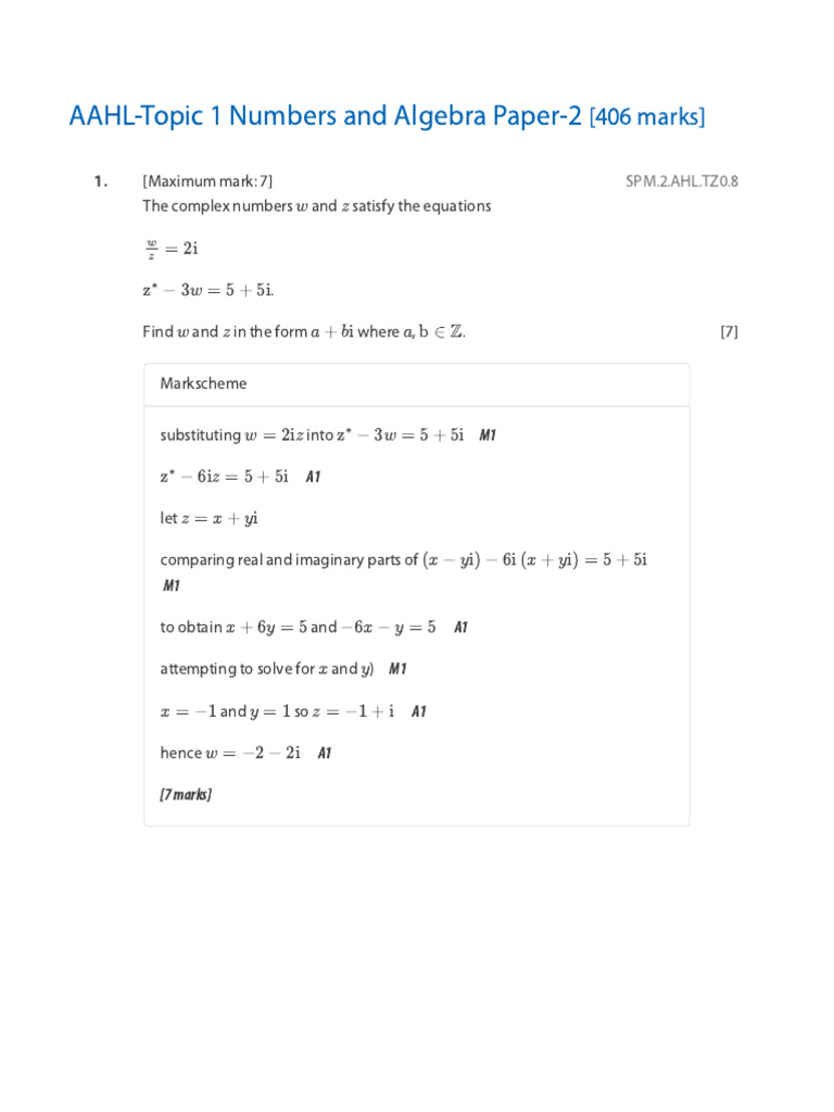 Numbers and Algebra Paper-2 | PDF