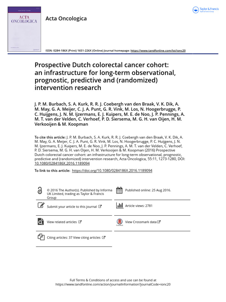 00-Prospective Dutch Colorectal Cancer Cohort - An Infrastructure For ...