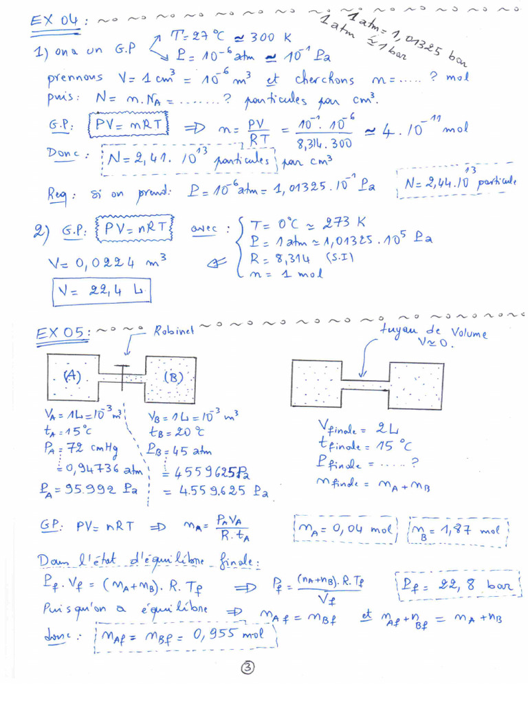 Thermo 1 - Ex 4, 5, 6 - Corrigé | PDF