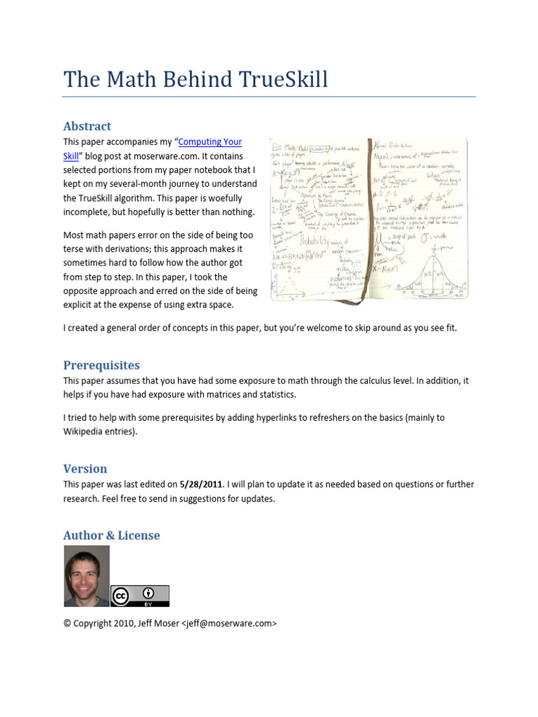 The Math Behind TrueSkill | PDF | Normal Distribution | Probability ...