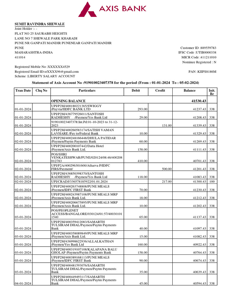 Account - STMT Jan To Current | PDF | Payments | Banks