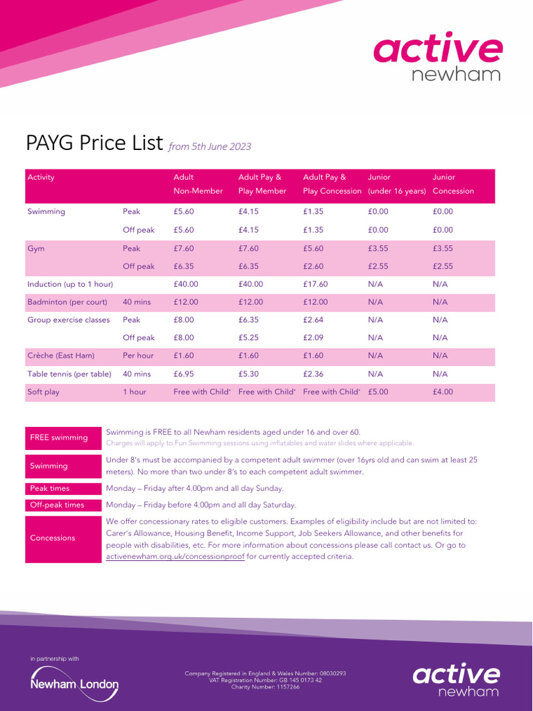 PAYG Price List From 5th June 2023 1 | PDF | Economies
