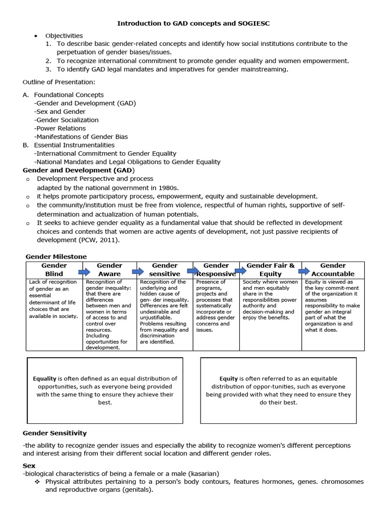 Introduction to GAD and SOGIESC Concepts | PDF | Gender | Gender Studies