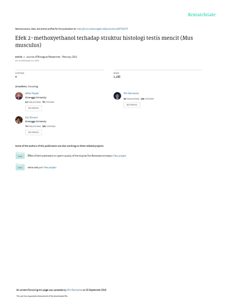 Efek 2 Methoxyethanol Terhadap Struktur Histologi Pdf