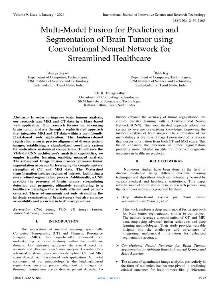 Multi-Model Fusion For Prediction and Segmentation of Brain Tumor Using Convolutional Neural ...