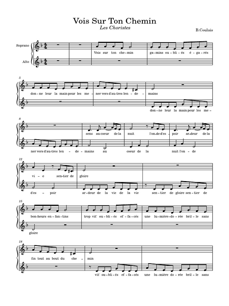 Vois Sur Ton Chemin-vocal sections | PDF