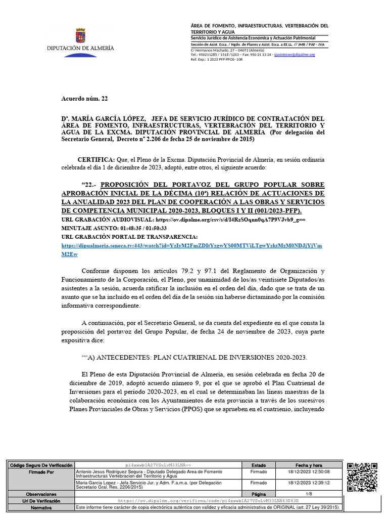 Ej ac21 pleno01 12 23 9r PPOS2023 | PDF | Gobierno local | Esfera pública