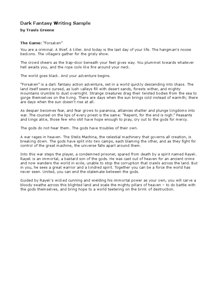 Dark Fantasy Writing Sample: by Travis Greene | PDF | Predation | Frog